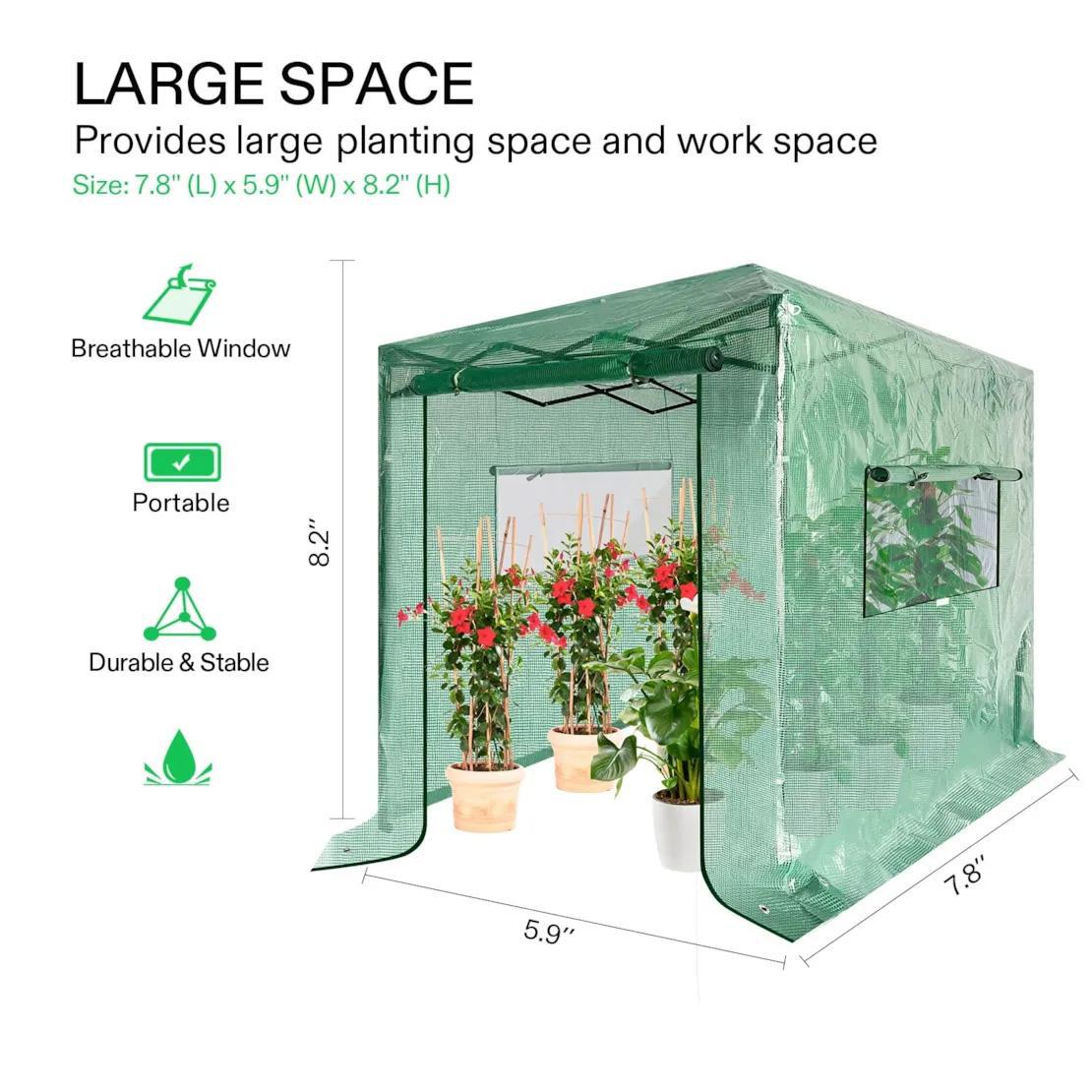 VIVOSUN Portable Walk-in Greenhouse 240 X 180 X 250cm | Herbal House